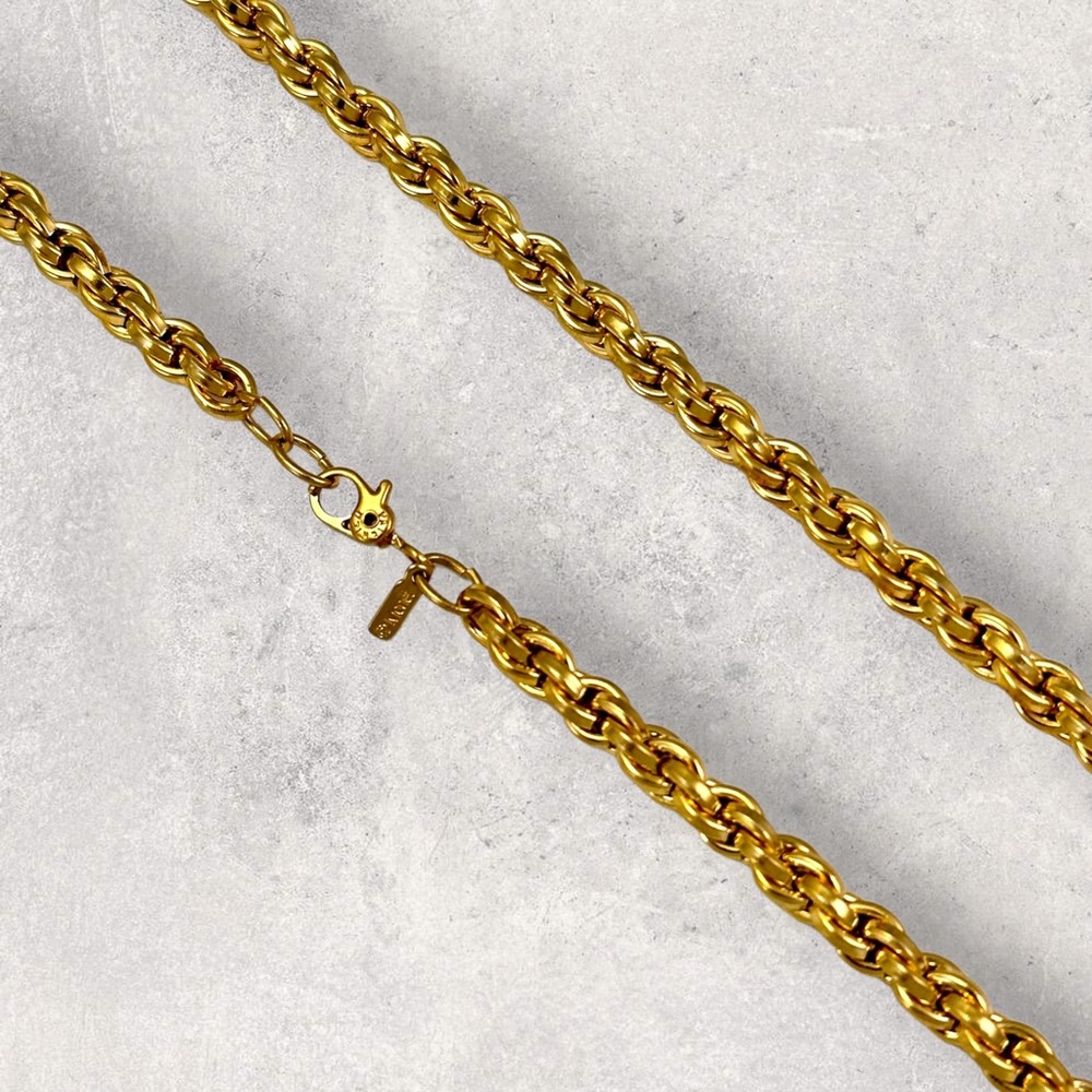 1970s Vintage Gold Plated French Rope Chain Link Neck… - Gem